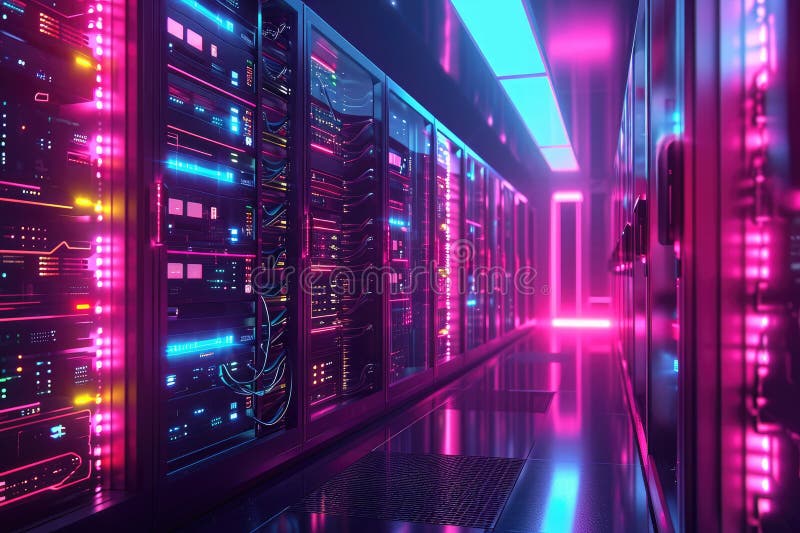 A Long Hallway Adorned with an Array of Colorful Lights Creates a ...