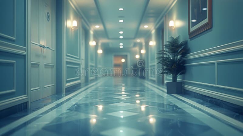 Long Hallway with White Walls and Arches Stock Image - Image of ...
