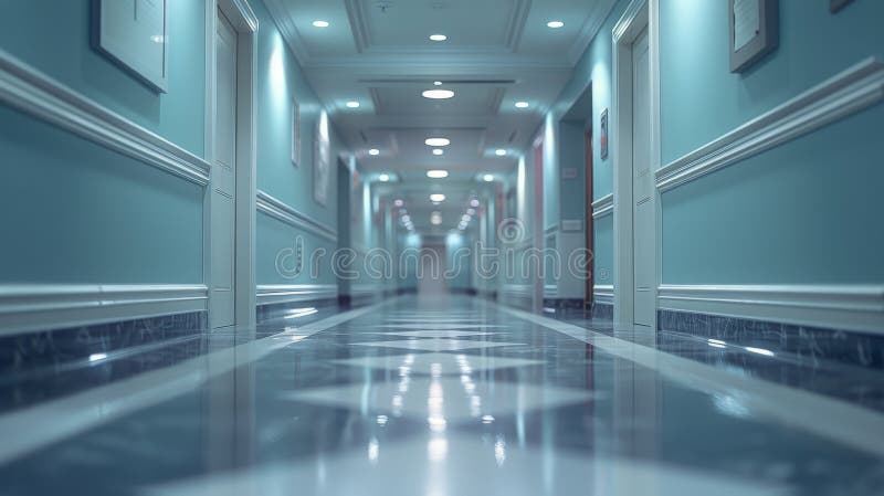 Long Hallway with White Walls and Arches Stock Image - Image of ...