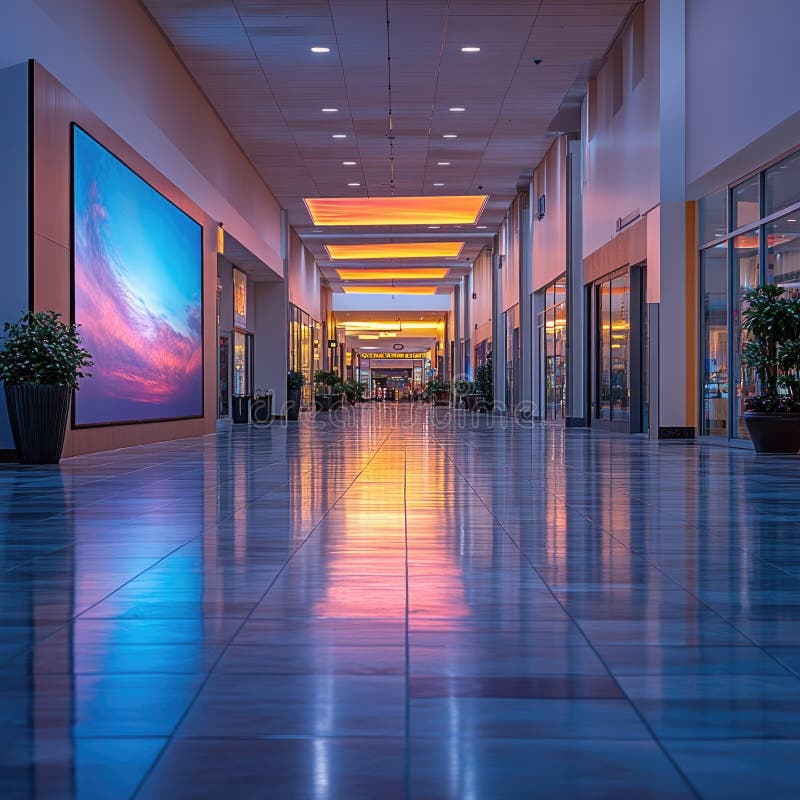 Long Hallway Building Featuring Large Screen Wall Stock Photos - Free ...