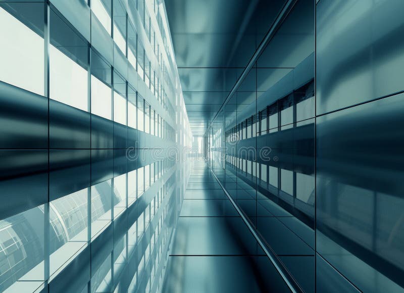 A Long Hallway in a Building with a Lot of Windows Stock Image - Image ...