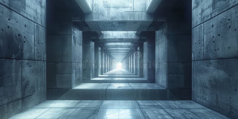 A Long Hallway Illuminated by a Distant Light at the End Stock ...