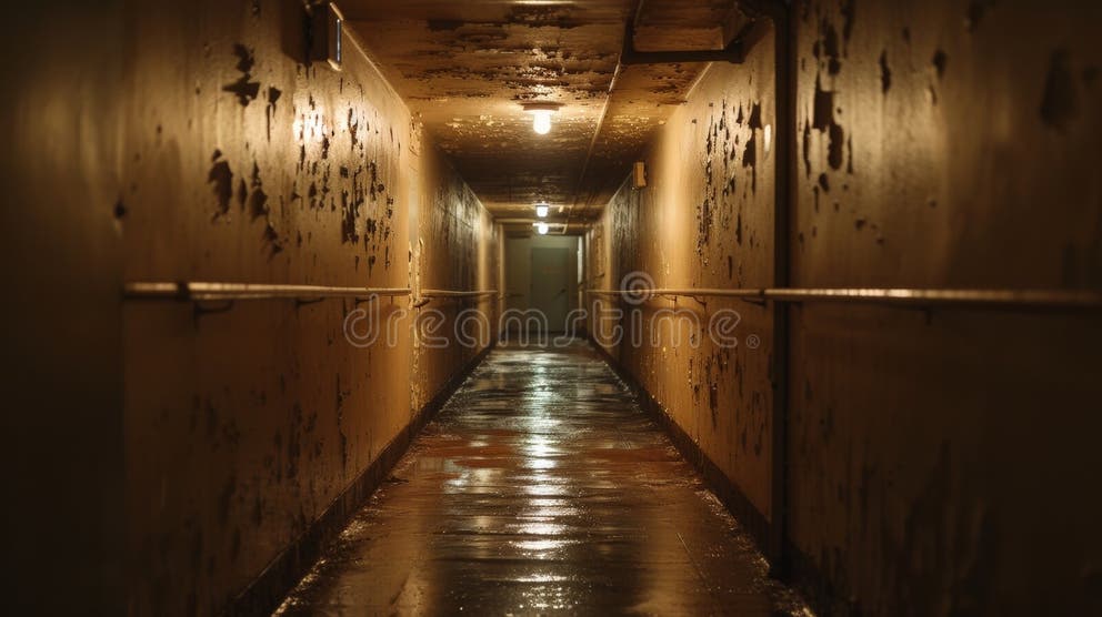 A Long Hallway with a Light on the End of it, AI Stock Photo - Image of ...