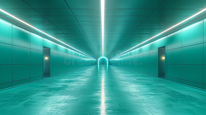 A Long Hallway with a Light at the End of it, AI Stock Image - Image of ...