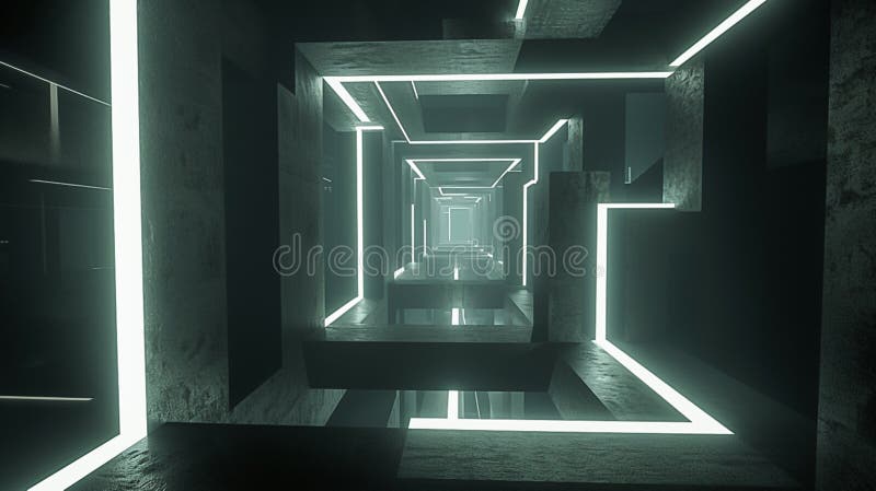 Long Hallway with a Light at the End Stock Illustration - Illustration ...