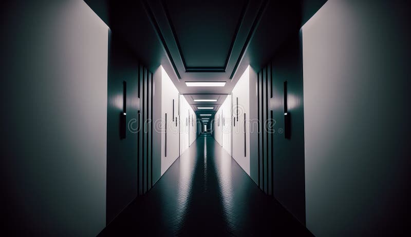 Long Hallway with Light at the End of it. Generative AI Stock ...