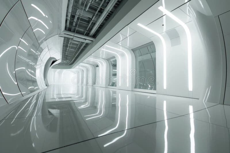 A Long Hallway with a Light at the End. Suitable for Illustrating ...