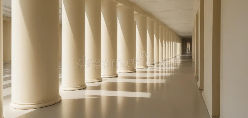 Sunlit Colonnade Creates a Long Perspective, Offering a Sense of ...
