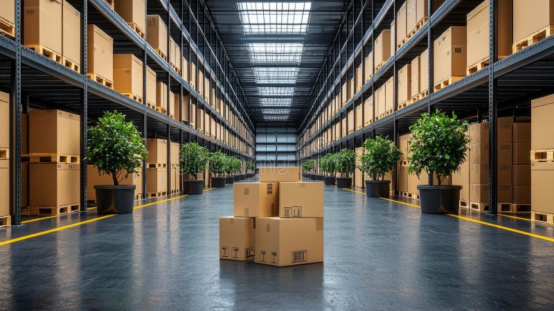 A Long Hallway with Many Blue Doors Inside of a Storage Locker Facility ...