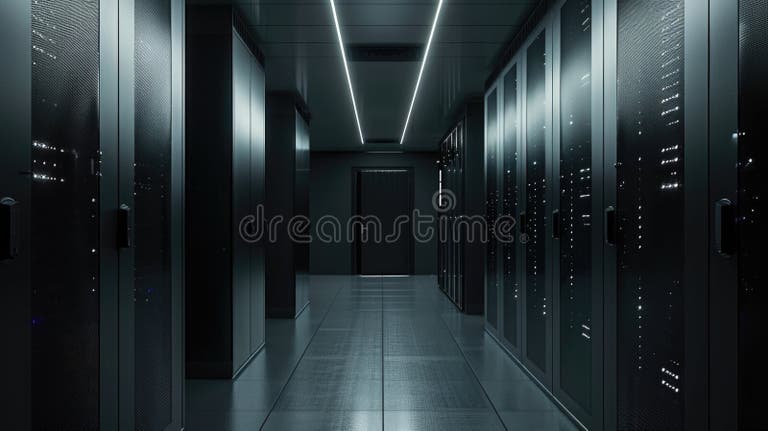 A Long Hallway with Many Computer Servers Stock Image - Image of ...