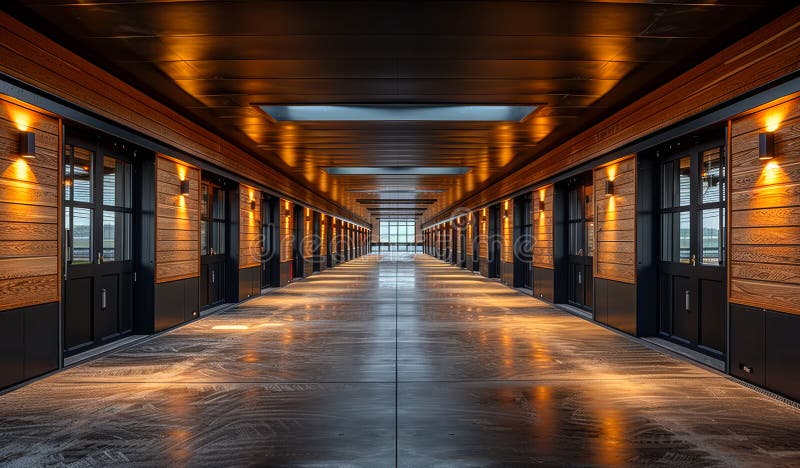 A Bright and Welcoming School Hallway Stretches Ahead. Sunlight Pours ...