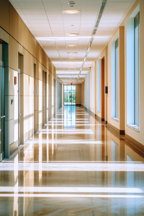 Long Hallway with Windows stock photo. Image of corridor - 380038748