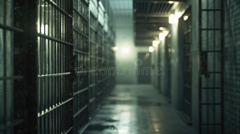 A Long Hallway with Multiple Bars. Suitable for Depicting Confinement ...