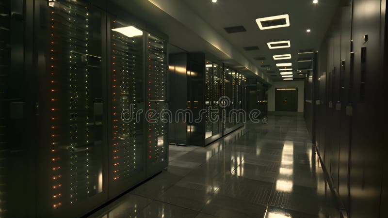 Long Hallway with Rows of Servers Stock Footage - Video of digital ...
