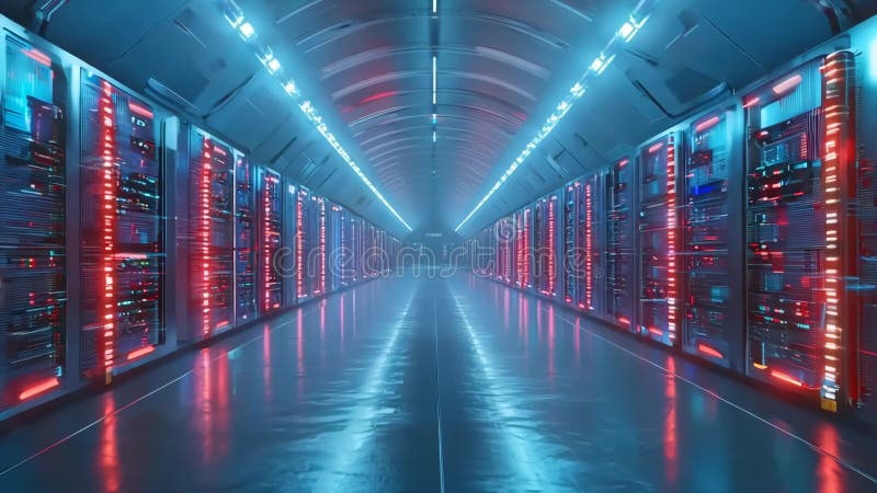 A Long Hallway of Servers in a Data Center Stock Video - Video of neat ...
