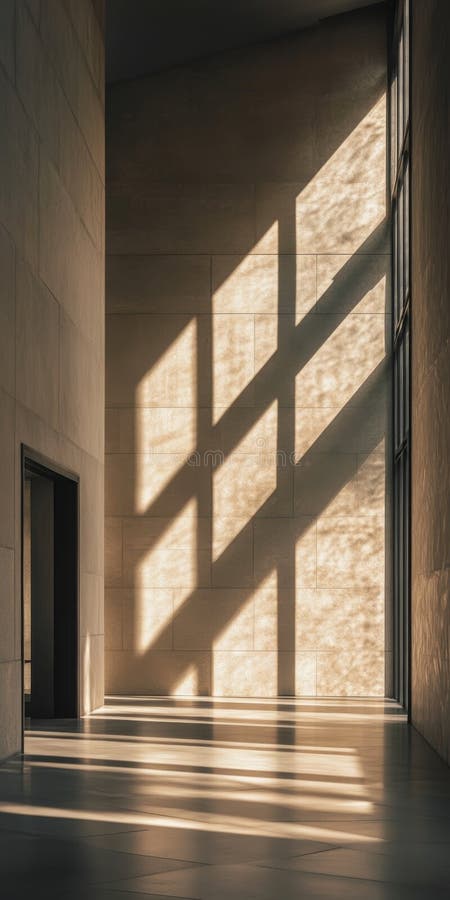 A Long Hallway with a Window on the Right Side Stock Illustration ...