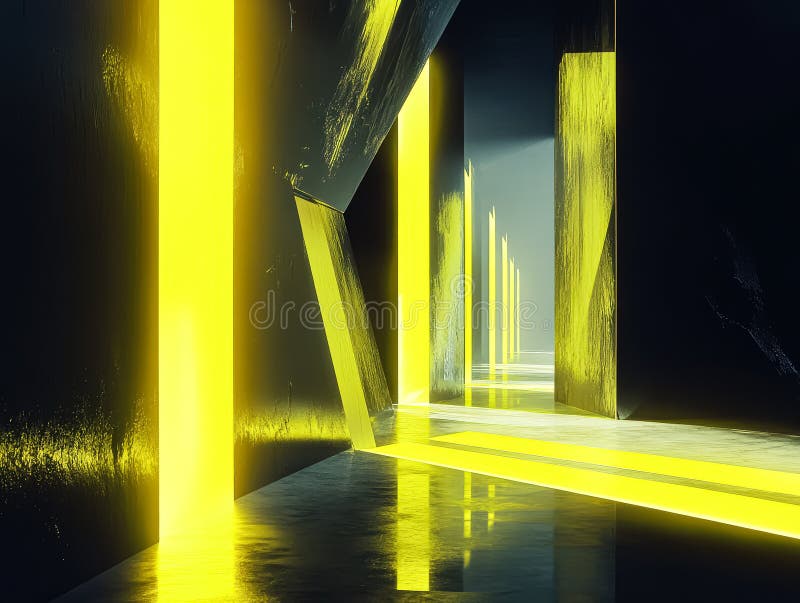 Long Hallway Yellow Walls Pillars Stock Photos - Free & Royalty-Free ...