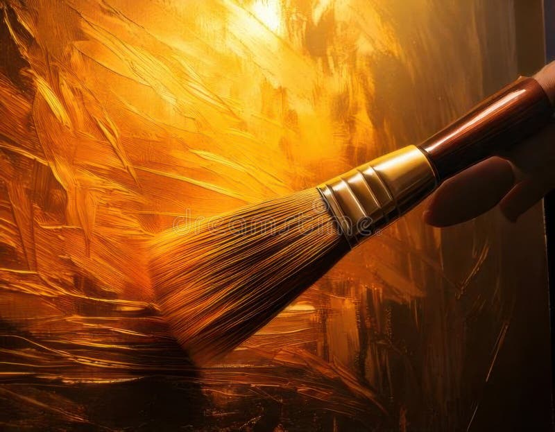 Long-Handle Brush Painting with Red Warm Stock Illustration ...