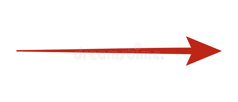 Long Horizontal Arrow. Red Straight Arrow To the Right. Vector Icon. Stock Vector - Illustration ...