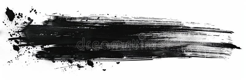 Long Horizontal Stroke of Black Ink on White Background, Grunge Texture ...
