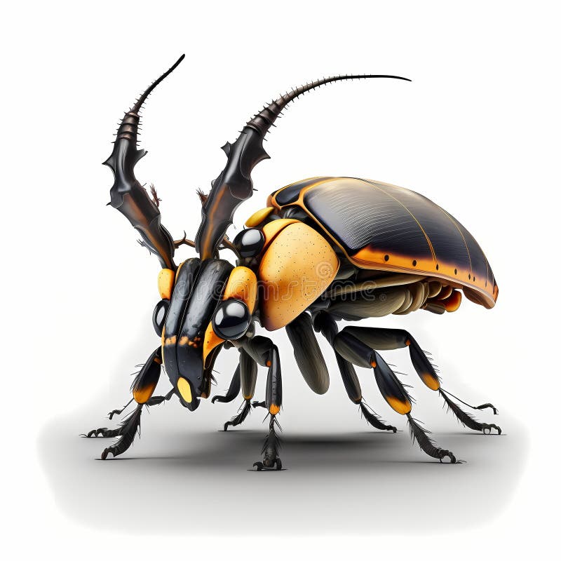 Long-horn Beetle Cartoon Style. Generative AI Stock Illustration ...
