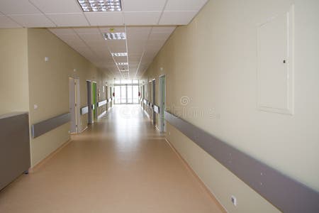 Long hospital hallway stock photo. Image of floor, hospital - 18555602