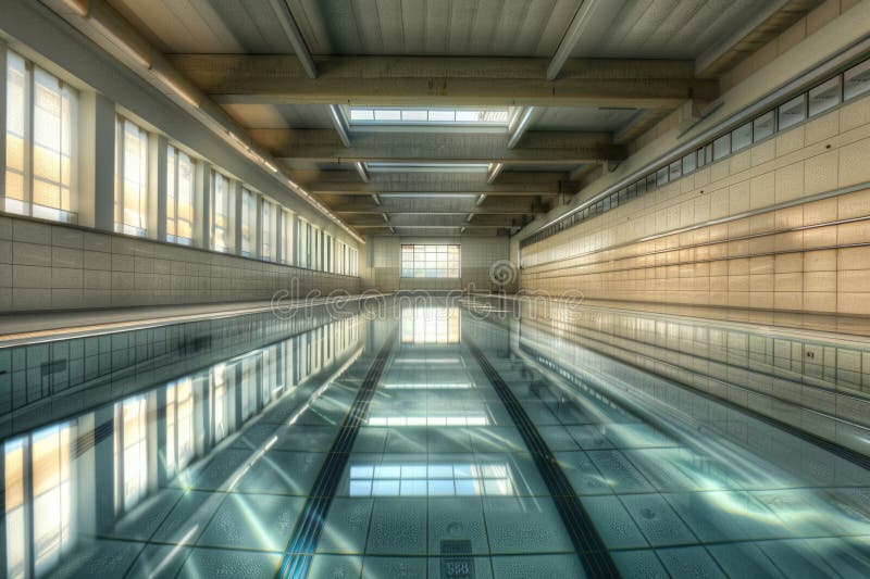 A Long Indoor Swimming Pool Located in a Large Building Stock Image ...