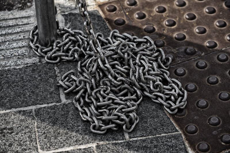 Long iron chain stock image. Image of lift, attached - 154272369
