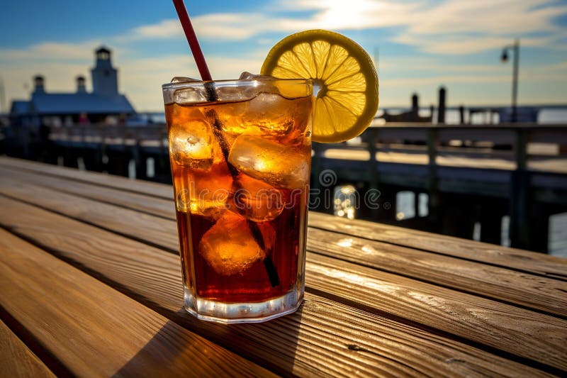 Long Island Iced Tea Cocktail on the Pier Stock Illustration ...
