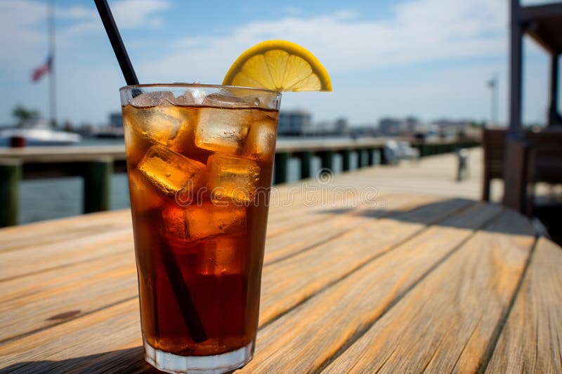 Long Island Iced Tea Cocktail on the Pier Stock Illustration ...