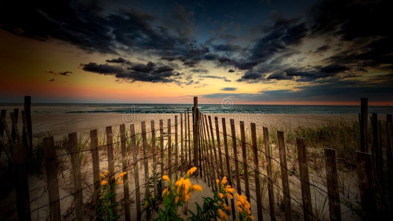 Long Island sunset stock image. Image of waves, coast - 110449781