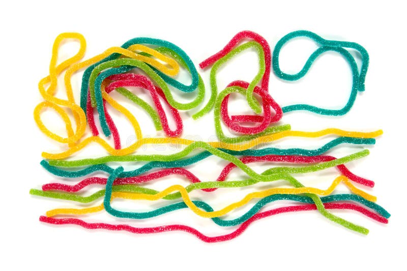 Various Long Jelly Candy Isolated on White Background Stock Photo ...