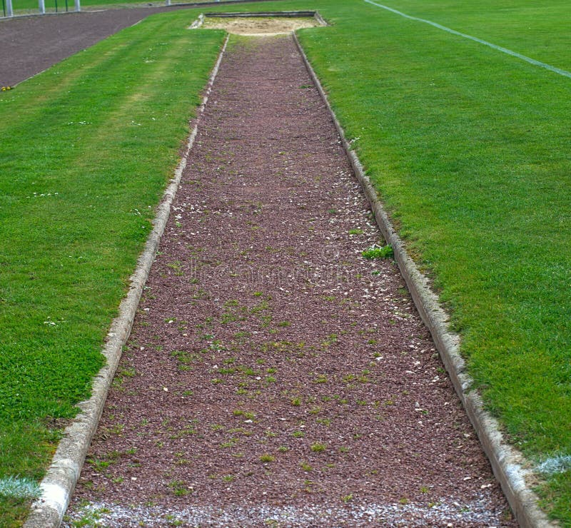 Long Jump Path on a Stadium, Front View Stock Image - Image of life ...