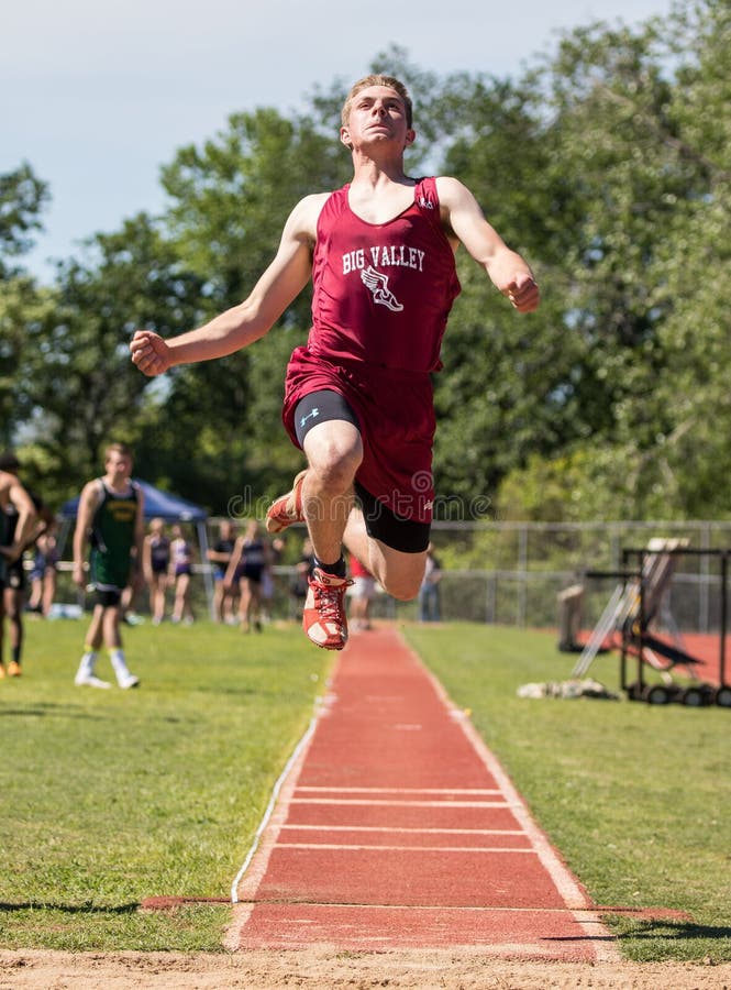 A Long Jumper Lands into the Pit Editorial Stock Photo - Image of game ...