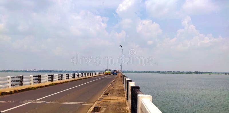 Long Krishna River Bridge stock image. Image of walkway - 258471983