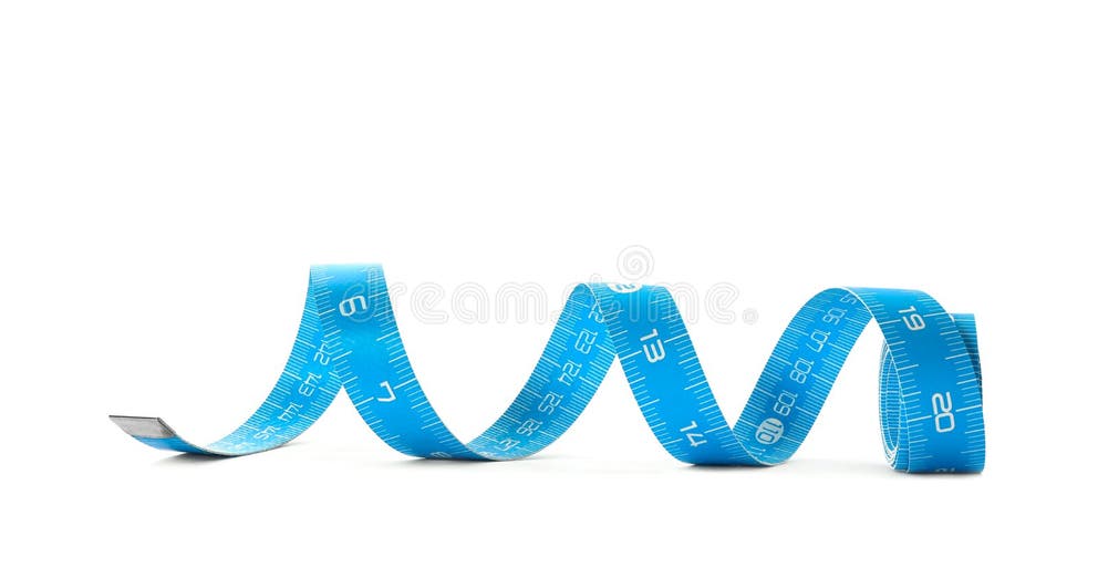 Long Light Blue Measuring Tape Isolated on White Stock Image - Image of ...