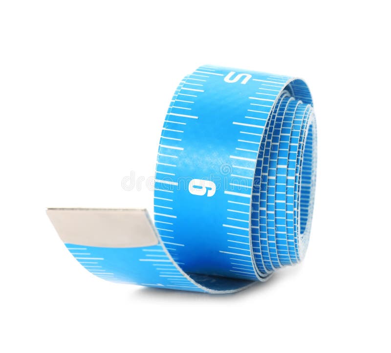 Long Light Blue Measuring Tape Isolated on White Stock Photo - Image of ...