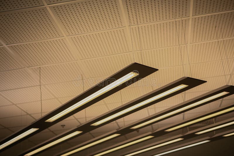 Long Lighting Lamps Office Building Ceiling Stock Image - Image of home ...