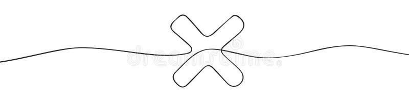 Long Line Cross Icon. X. Continuous Line. Vector Illustration Stock ...