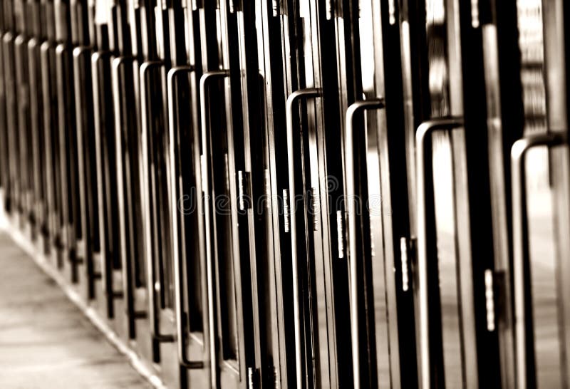 Long Line of Doors (Horizontal, Monochrome)) Stock Image - Image of ...
