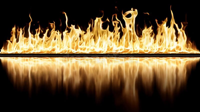 A Long Line of Fire with a Reflection of it in the Water Stock Footage ...