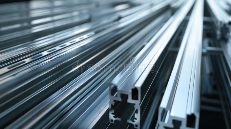 A Long Line of Metal Rails in a Warehouse. Suitable for Industrial ...
