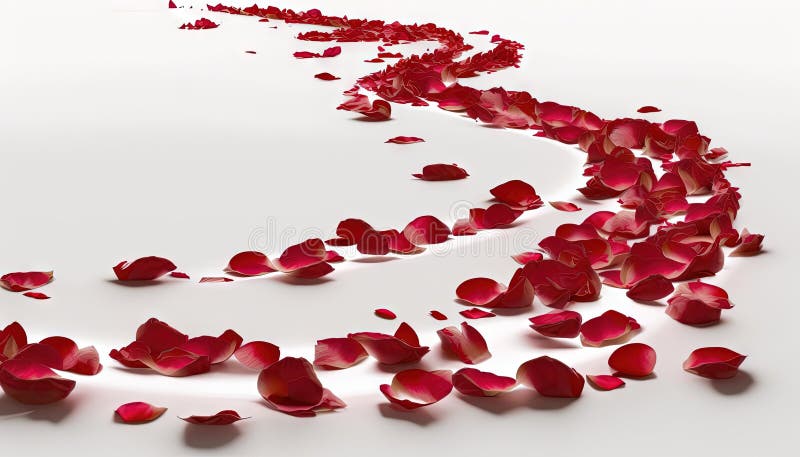 A Long Line of Rose Petals on a White Surface with a White Background ...