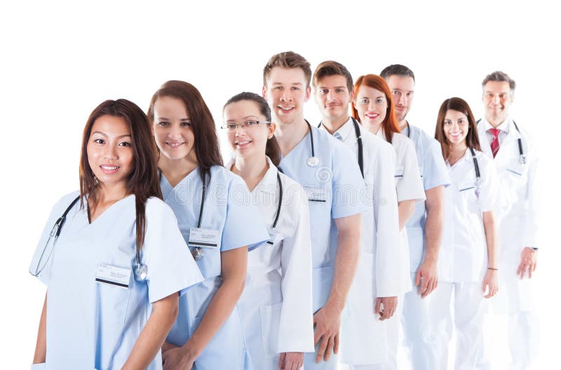 Long Line of Smiling Doctors and Nurses Stock Photo - Image of people ...