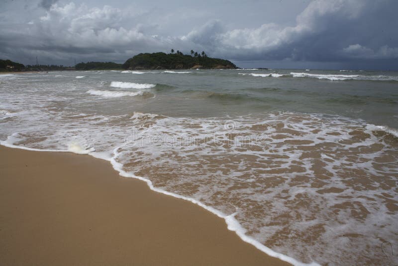 Long Line from White Wave on Yellow Tropic Ocean Beach Stock Image ...