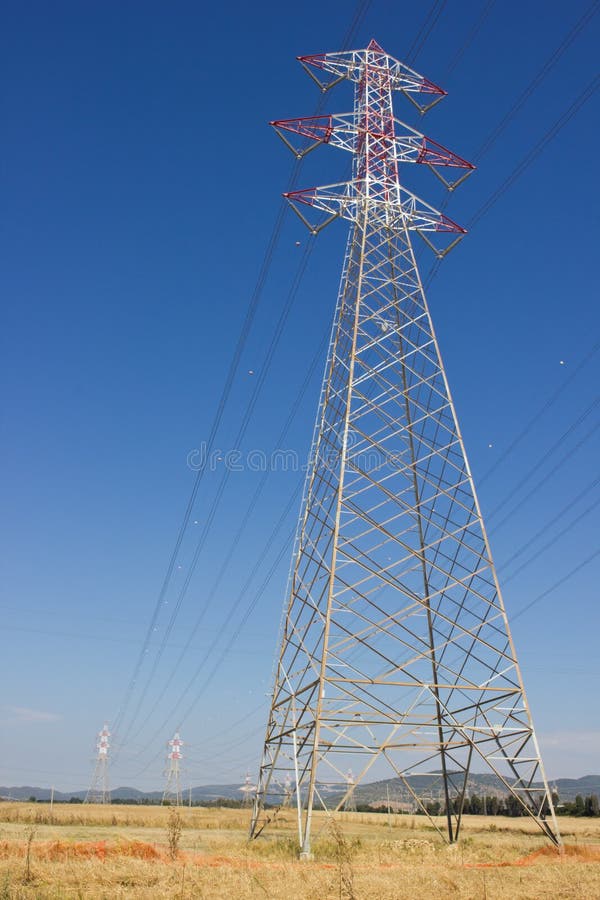 Long Lines of Powerline Towers Stock Photo - Image of group, metal ...