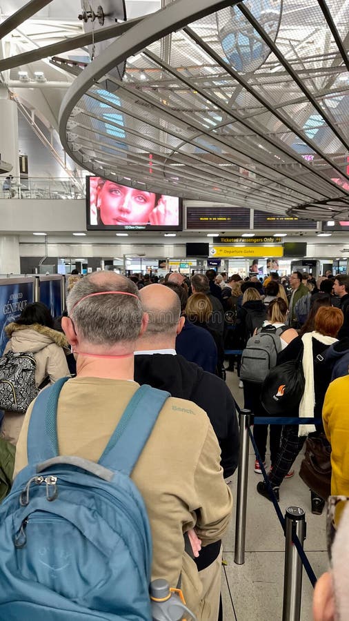 Long Lines at the Security Check in New York Airport Editorial Stock ...