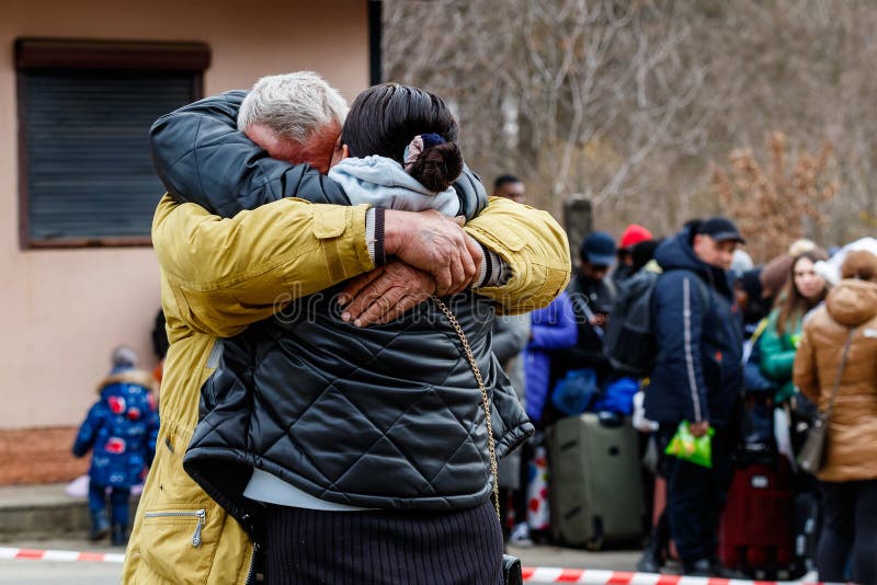 UZHHOROD, UKRAINE- Long Lines Of Ukrainian Refugees At Slovak Border ...