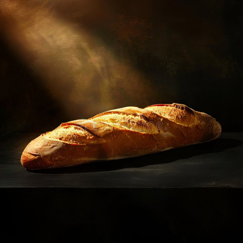 A Long Loaf of Bread on a Black Table Stock Illustration - Illustration ...