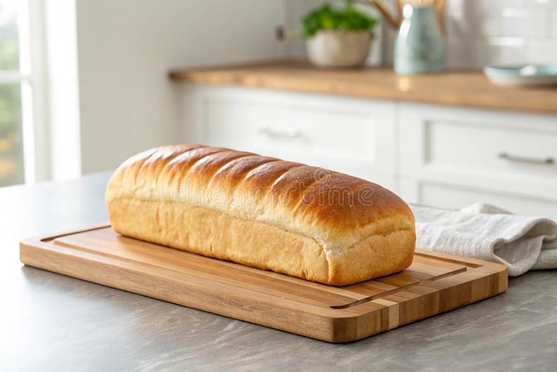 Long Loaf Bread on a Cutting Board Stock Image - Image of meal, eating ...